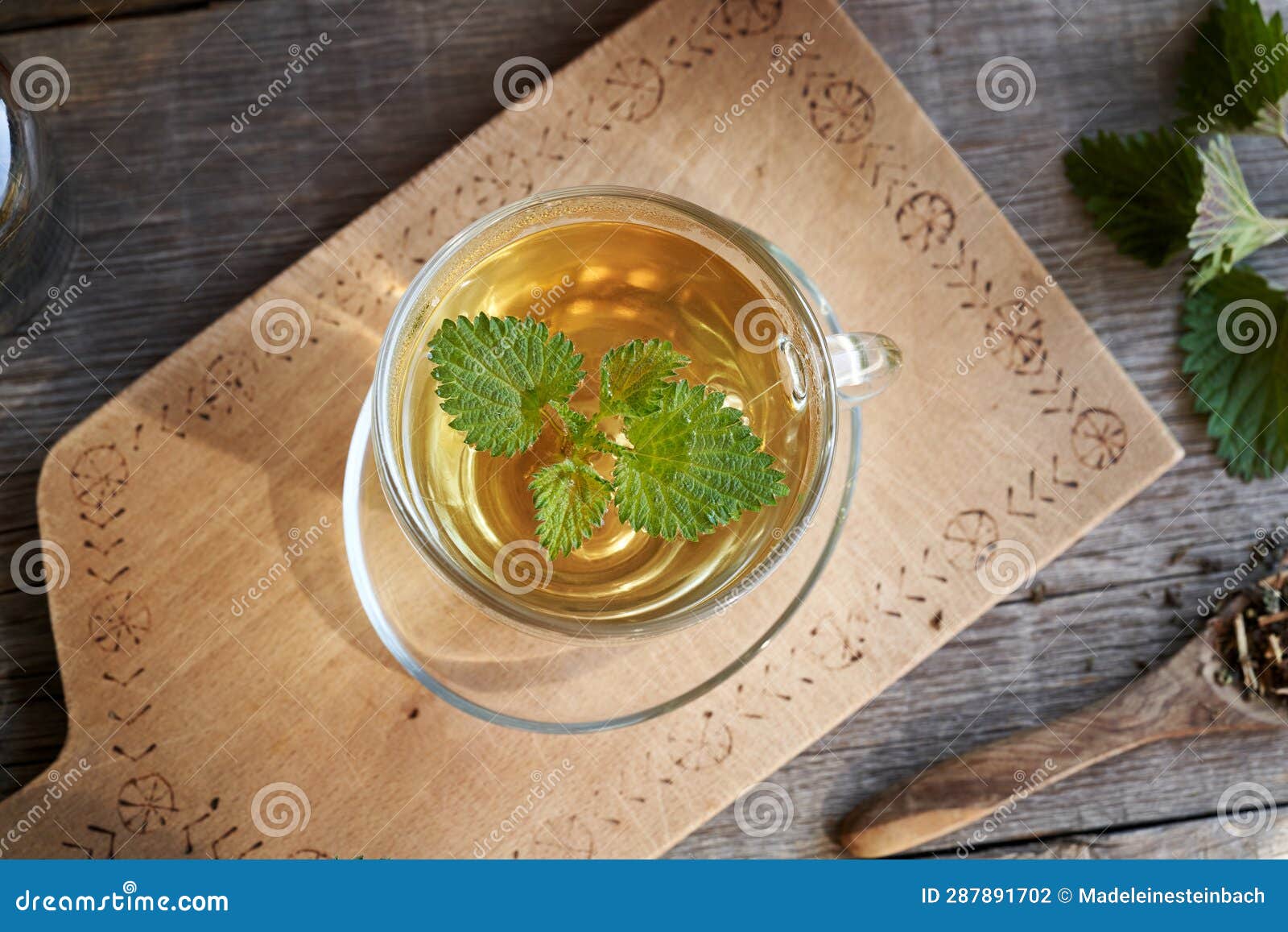 Nettle Tea in a Glass Cup on a Table Stock Photo - Image of health ...