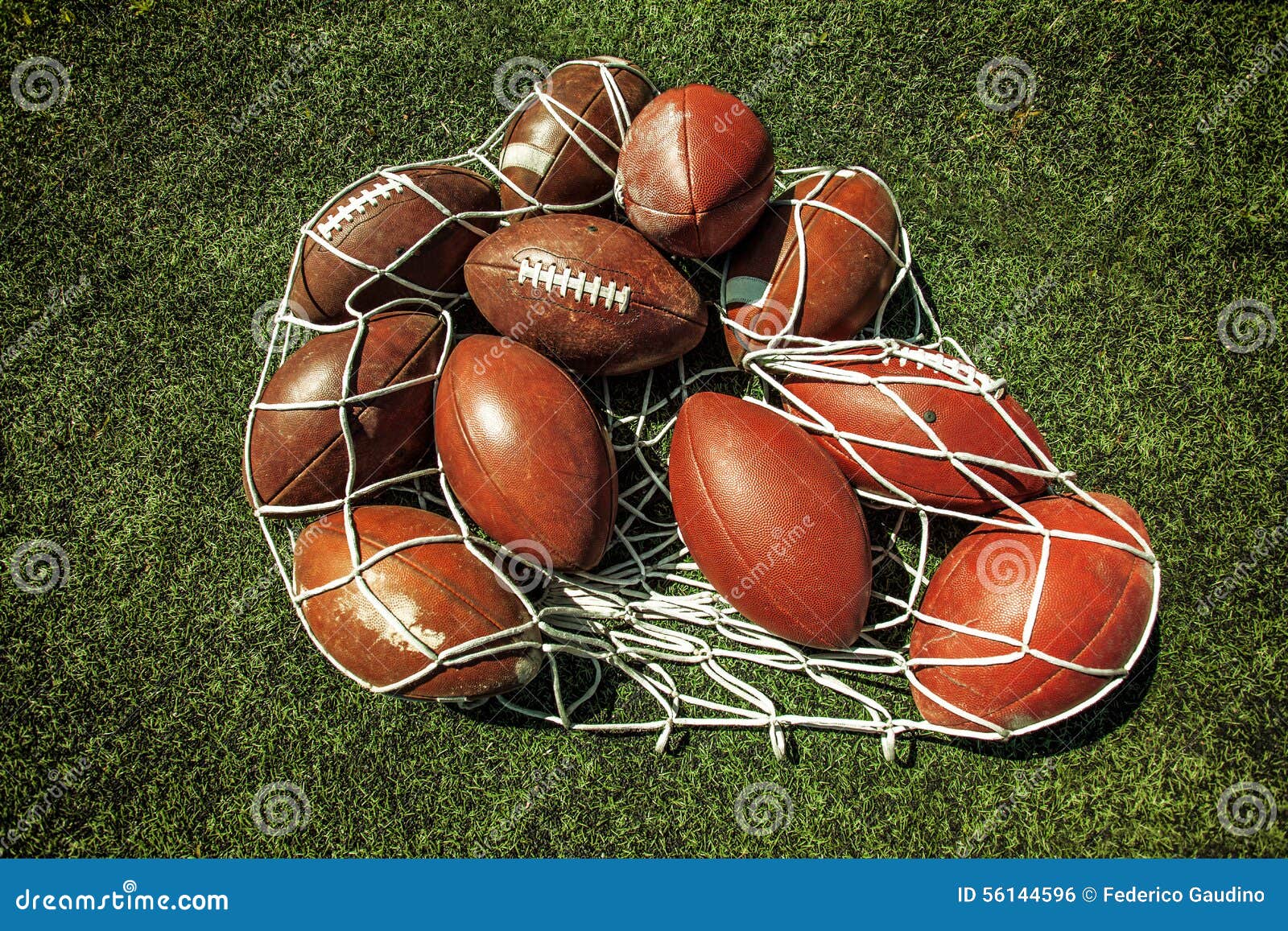 Netto Van Rugbyballen Op Het Gras Stock Foto - Image of liga ...