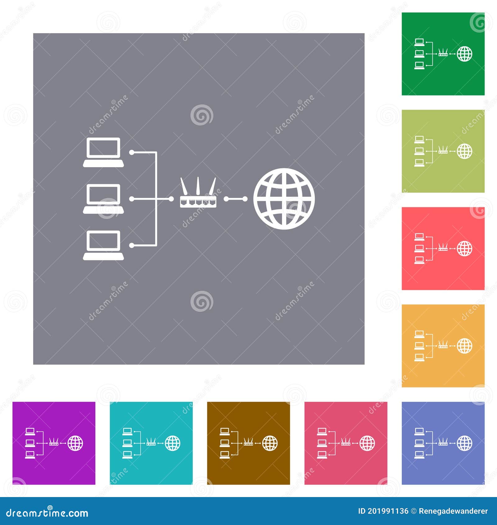 Network Address Translation Square Flat Icons Stock Vector ...