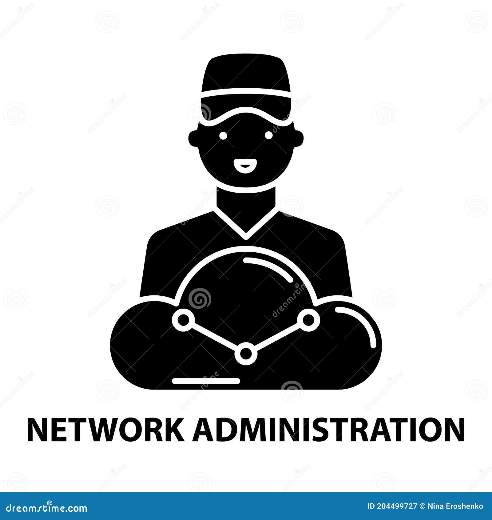 Network Administration Icon, Black Vector Sign with Editable Strokes ...