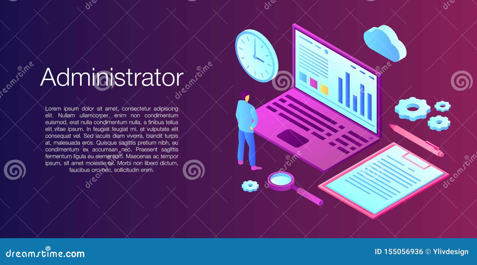 Network Administrator Concept Banner, Isometric Style Stock Vector ...