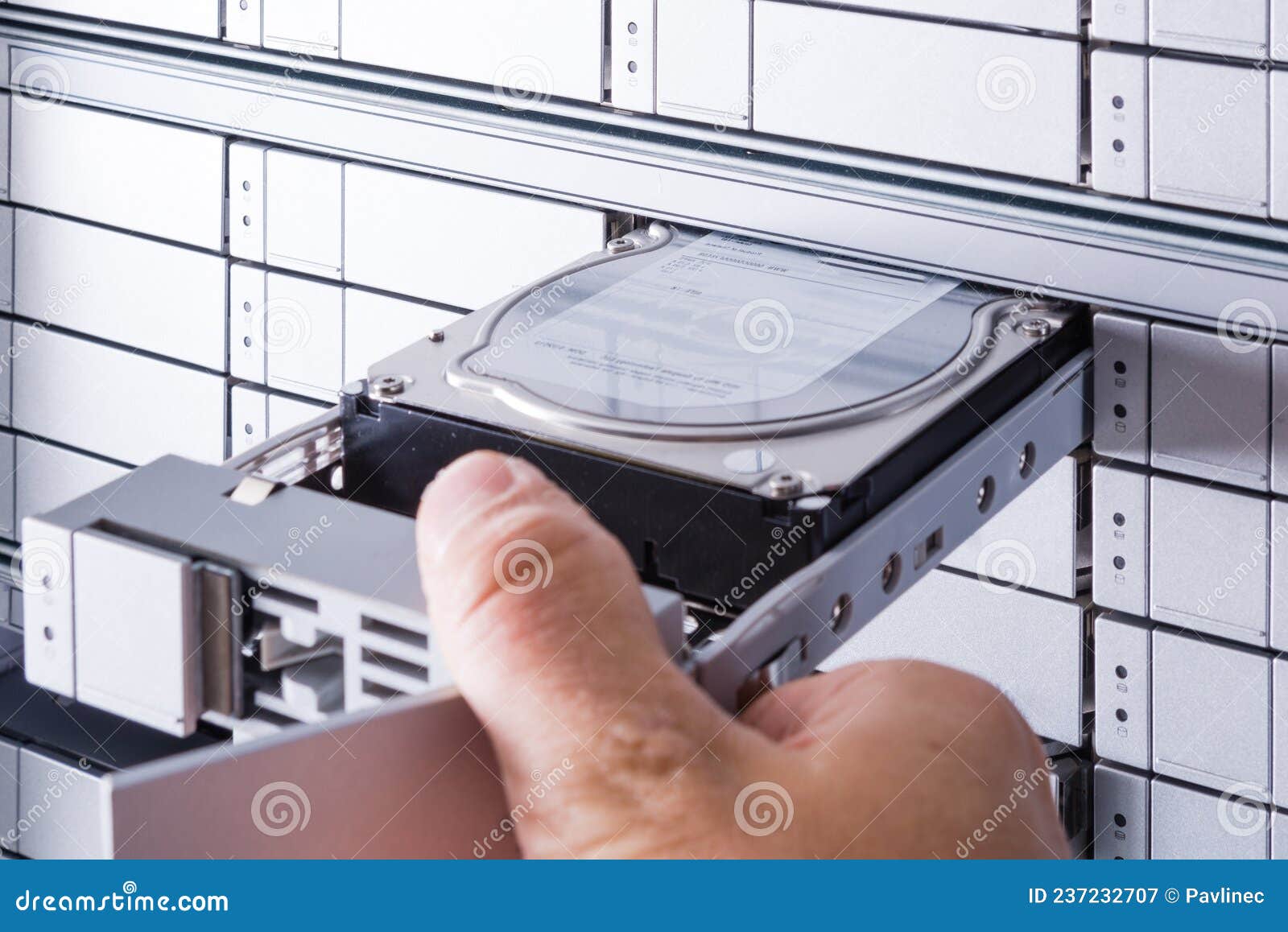 Network Administrator is Installing New Hard Disk into Data Stor Stock ...