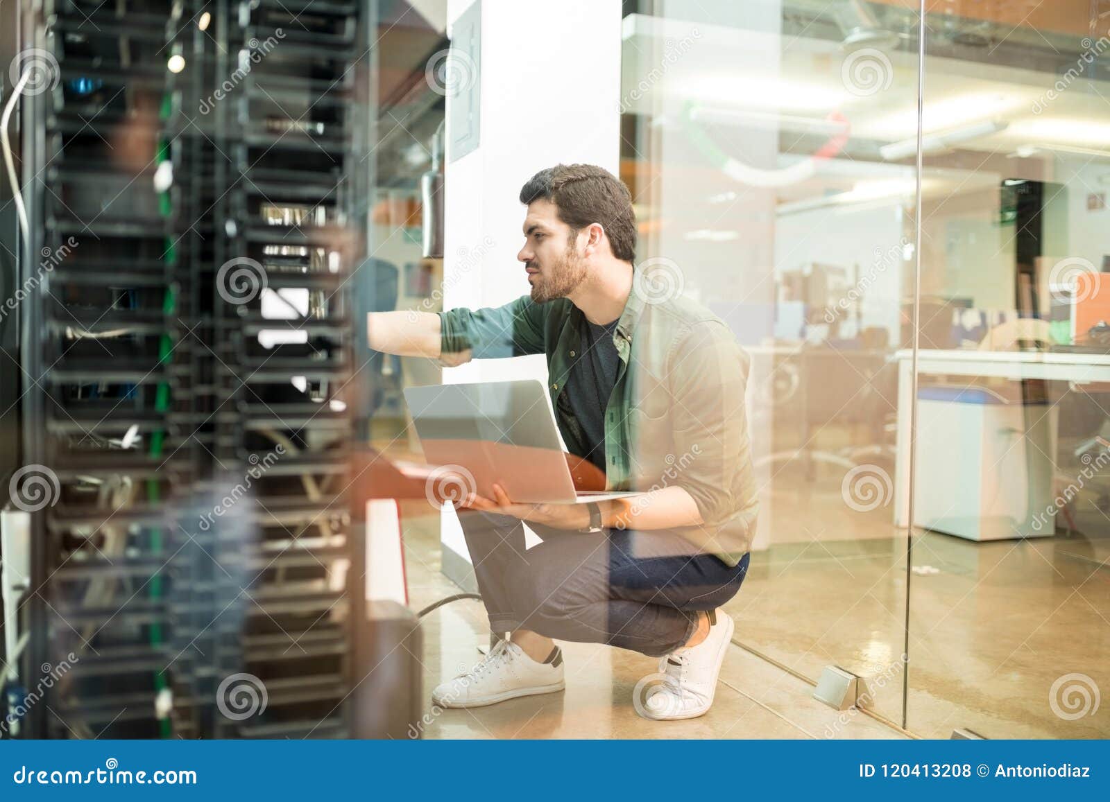 Network Administrator in Server Room Stock Photo - Image of computer ...
