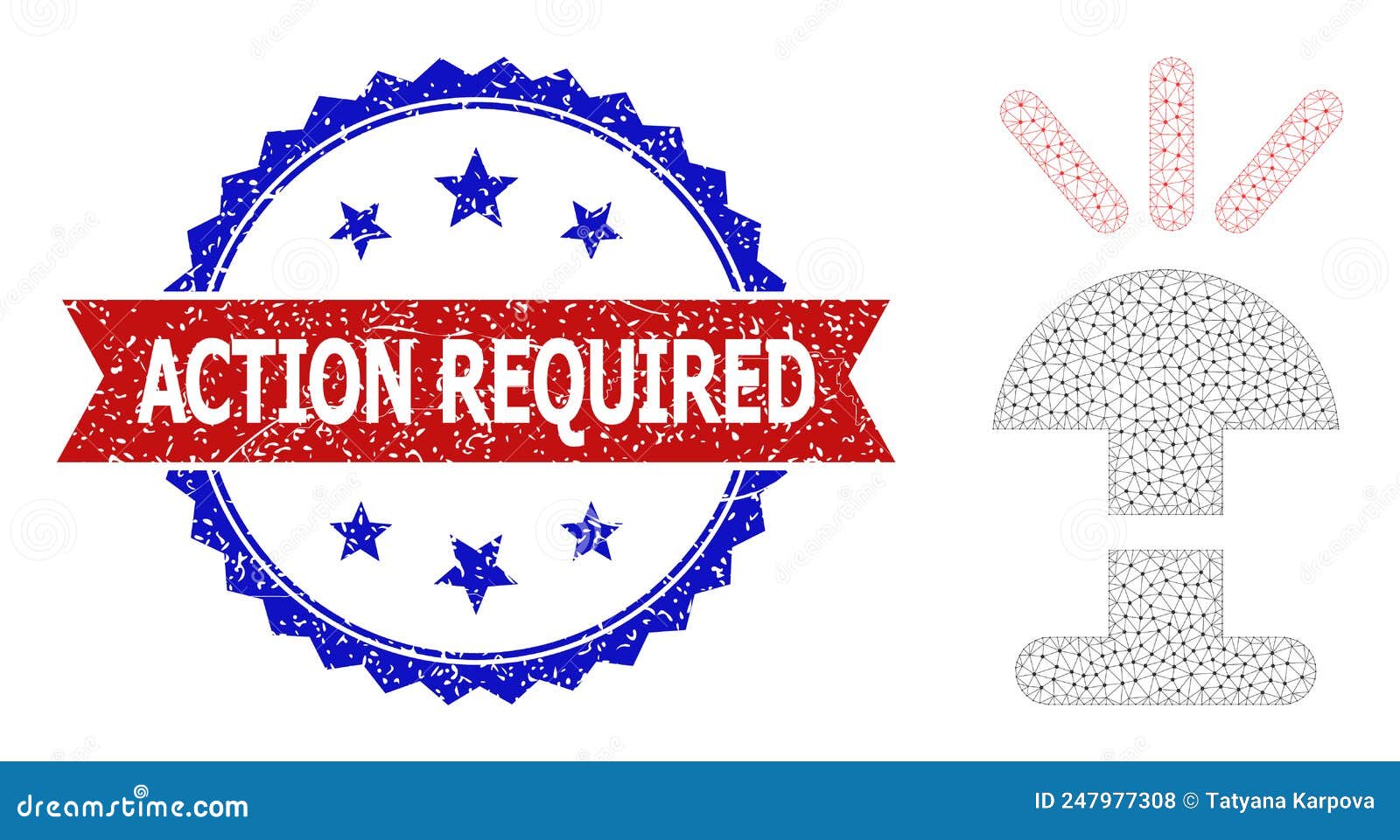 Polygonal Mesh Alarm Ring Icon and Textured Bicolor Action Required ...