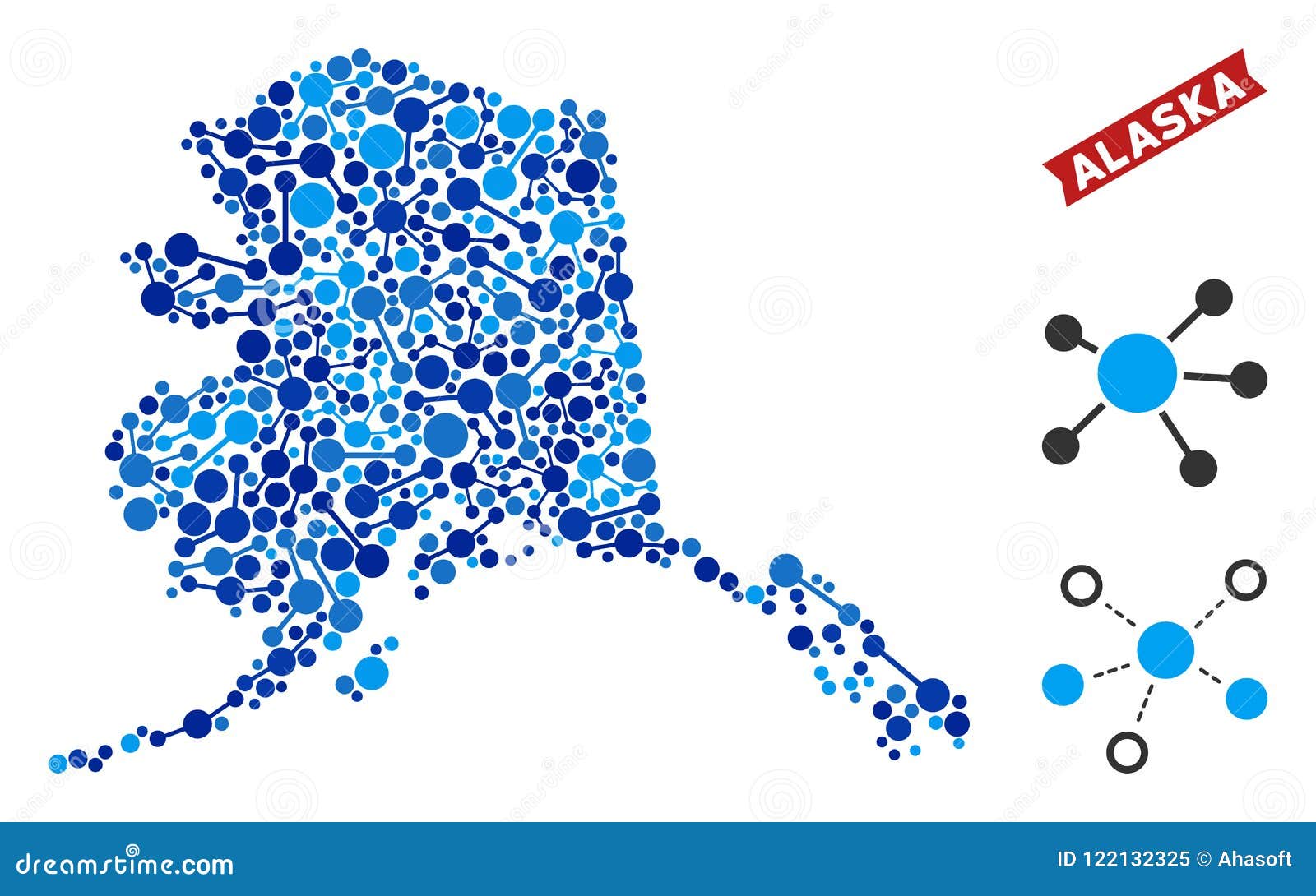 Alaska Map Links Collage Cartoon Vector | CartoonDealer.com #122132325