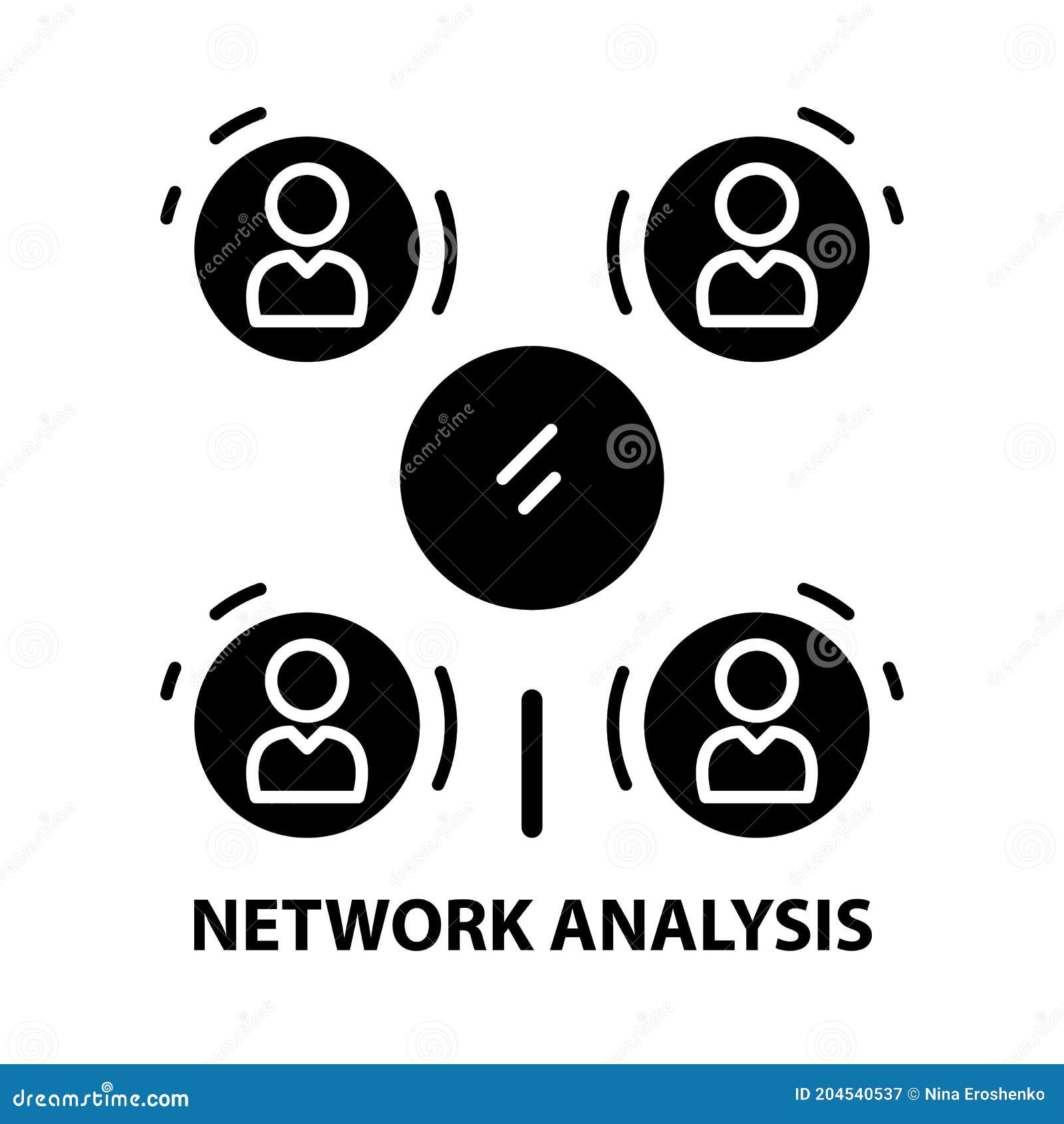 Network Analysis Icon, Black Vector Sign with Editable Strokes, Concept ...