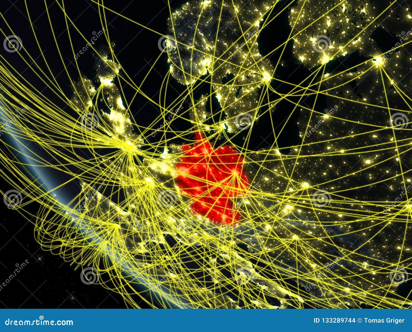 Network Around Germany from Space Stock Illustration - Illustration of ...