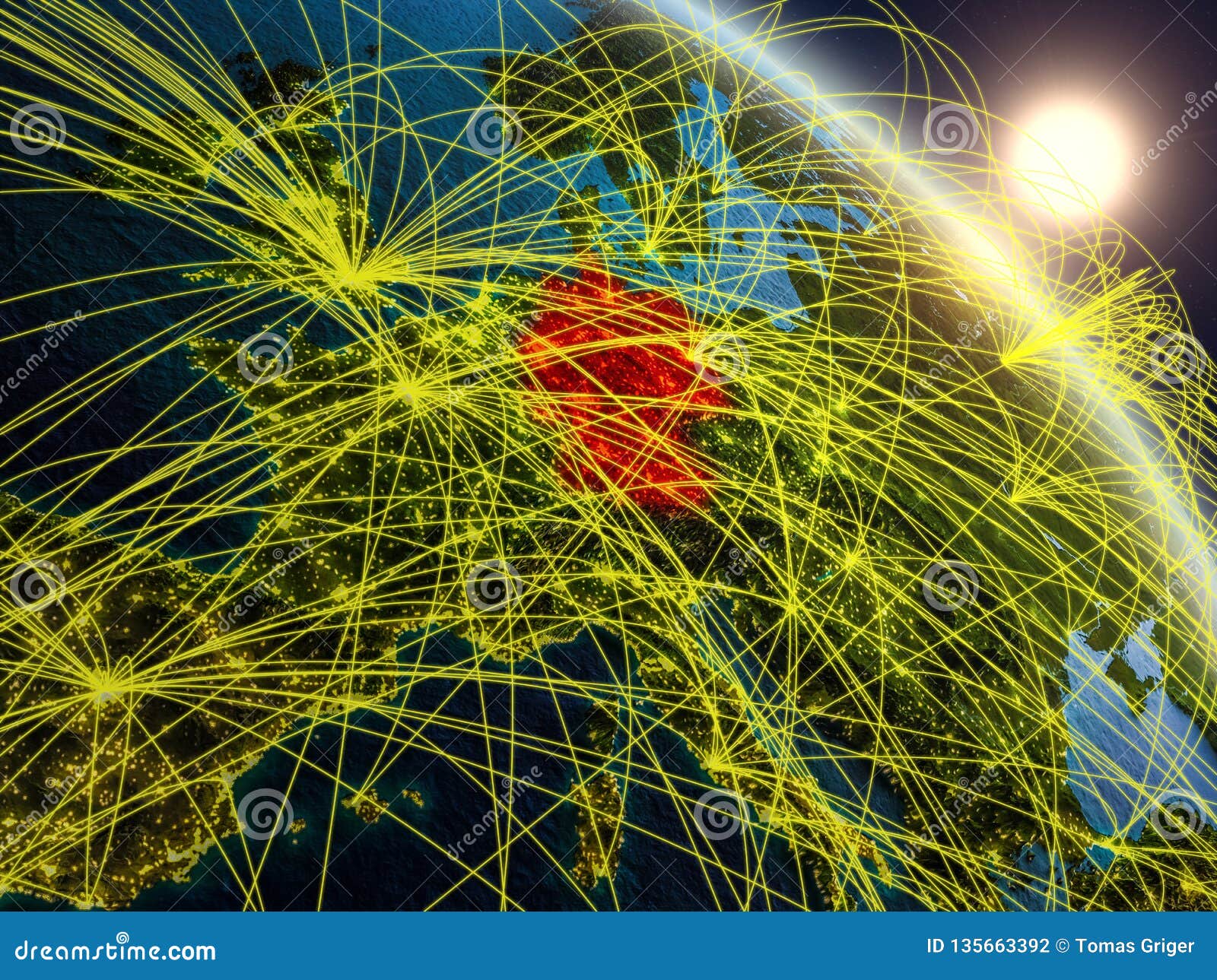 Network Around Germany from Space Stock Illustration - Illustration of ...