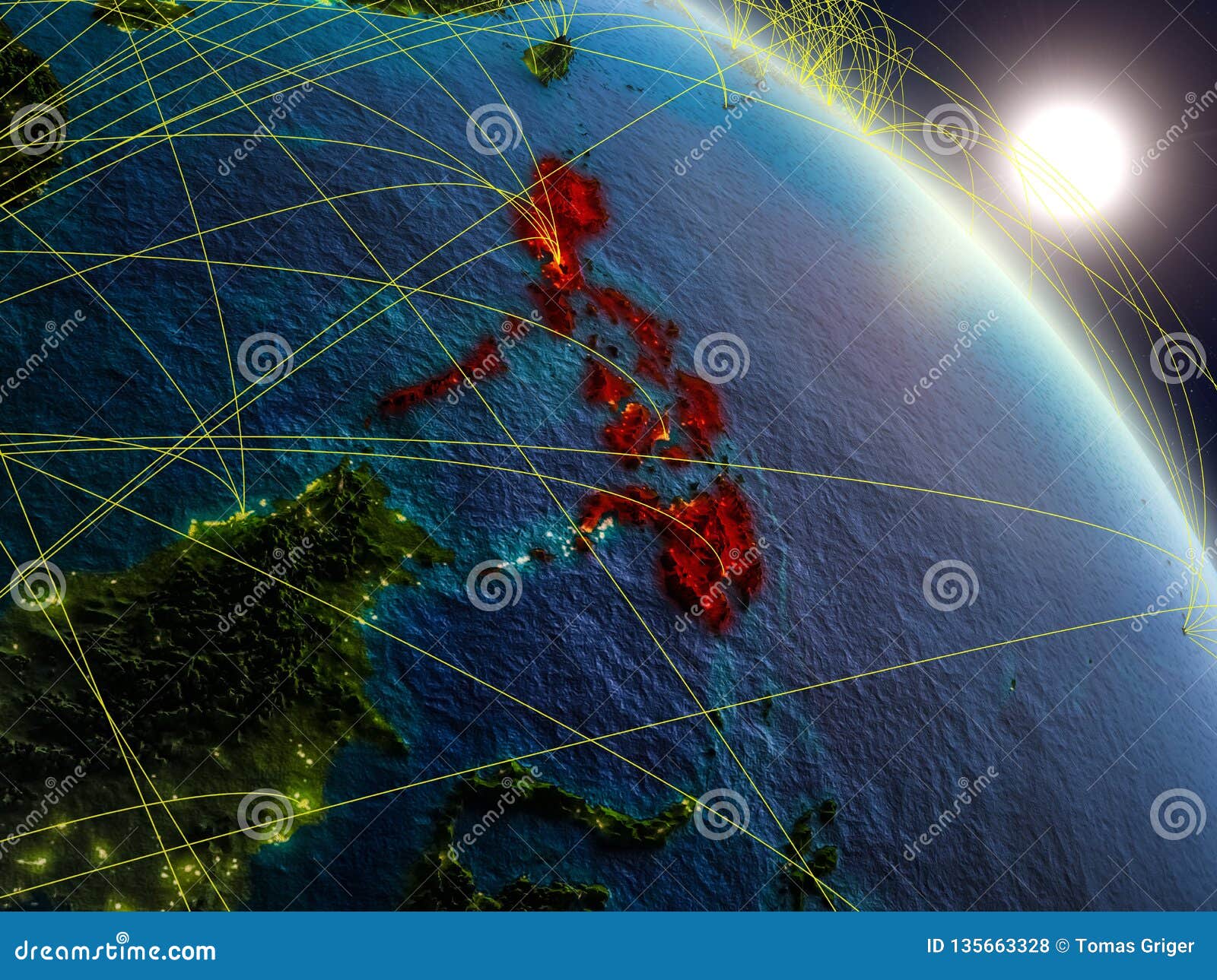 Network Around Philippines from Space Stock Illustration - Illustration ...