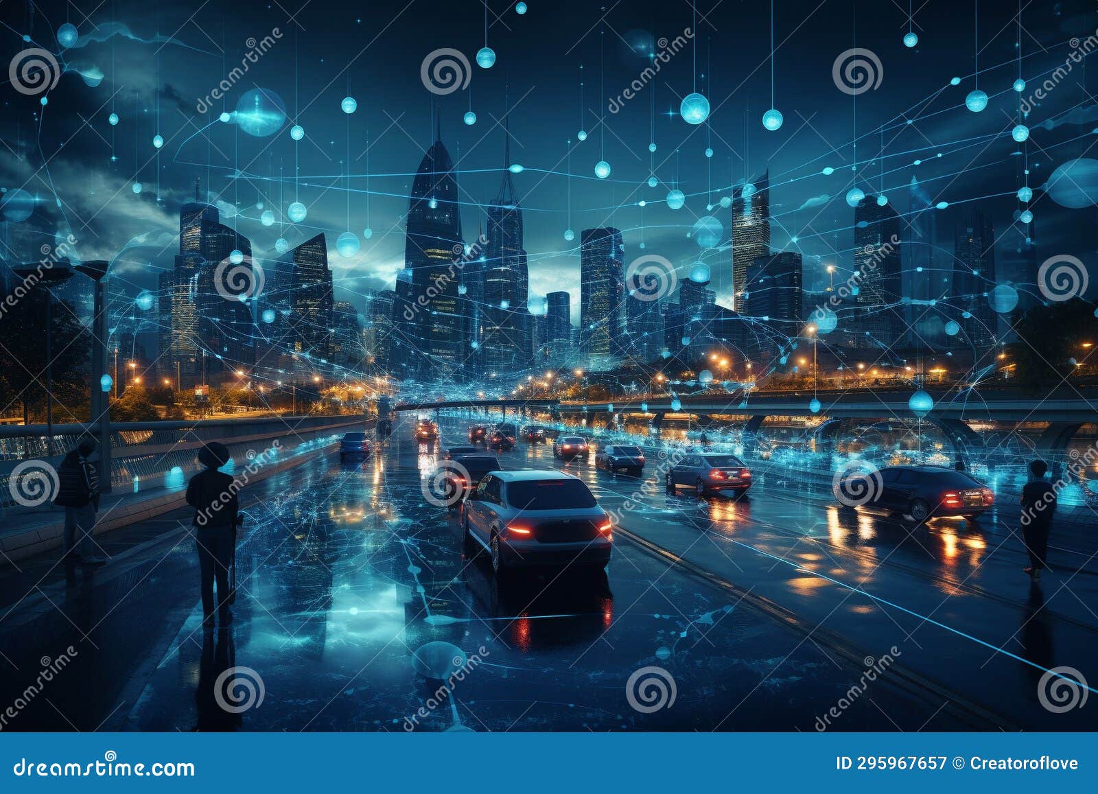 A Network of Autonomous Vehicles and People in the City Stock ...
