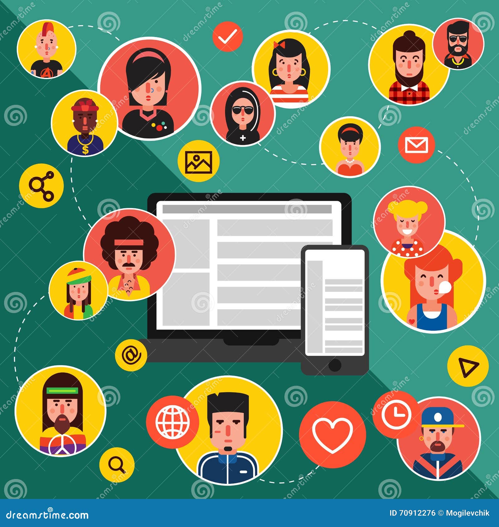 Network Avatar Flat Icon Set Stock Vector - Illustration of face ...