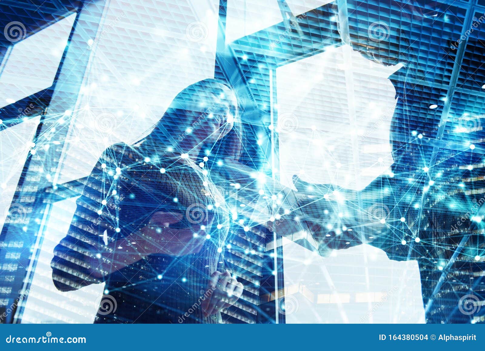 Network Background Concept with Business People Silhouette. Double ...