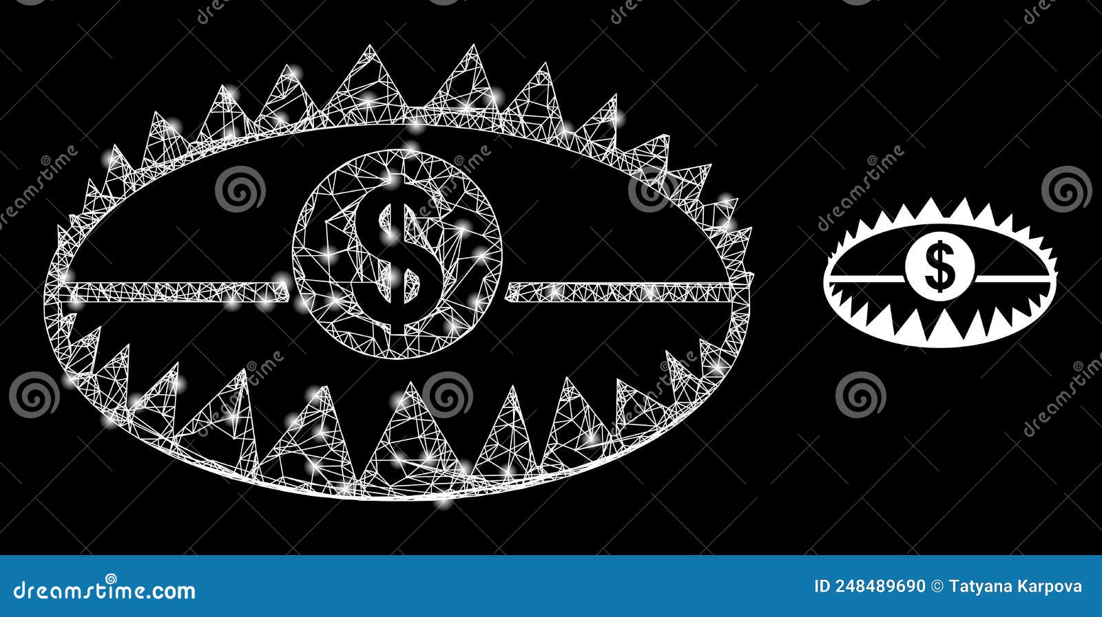 Network Bank Trap Web Mesh Icon with Constellation Light Spots Stock ...