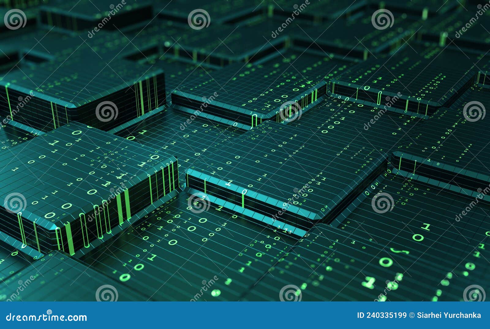 Network Blockchain Binary Code Blocks Of Information Encoding And Protection Stock