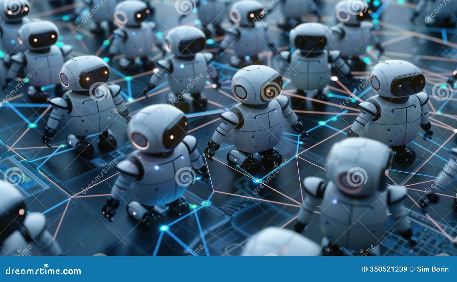 A Network of Bots Processing Data, Visualizing the Concept of Automated ...