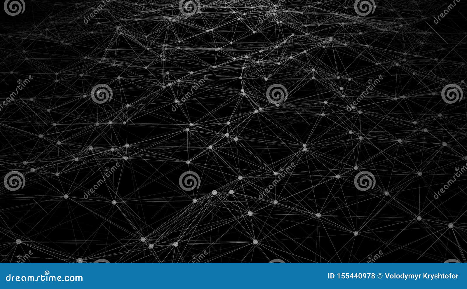 Network of Bright Connected Dots and Lines. Gradient Wave. Abstract ...