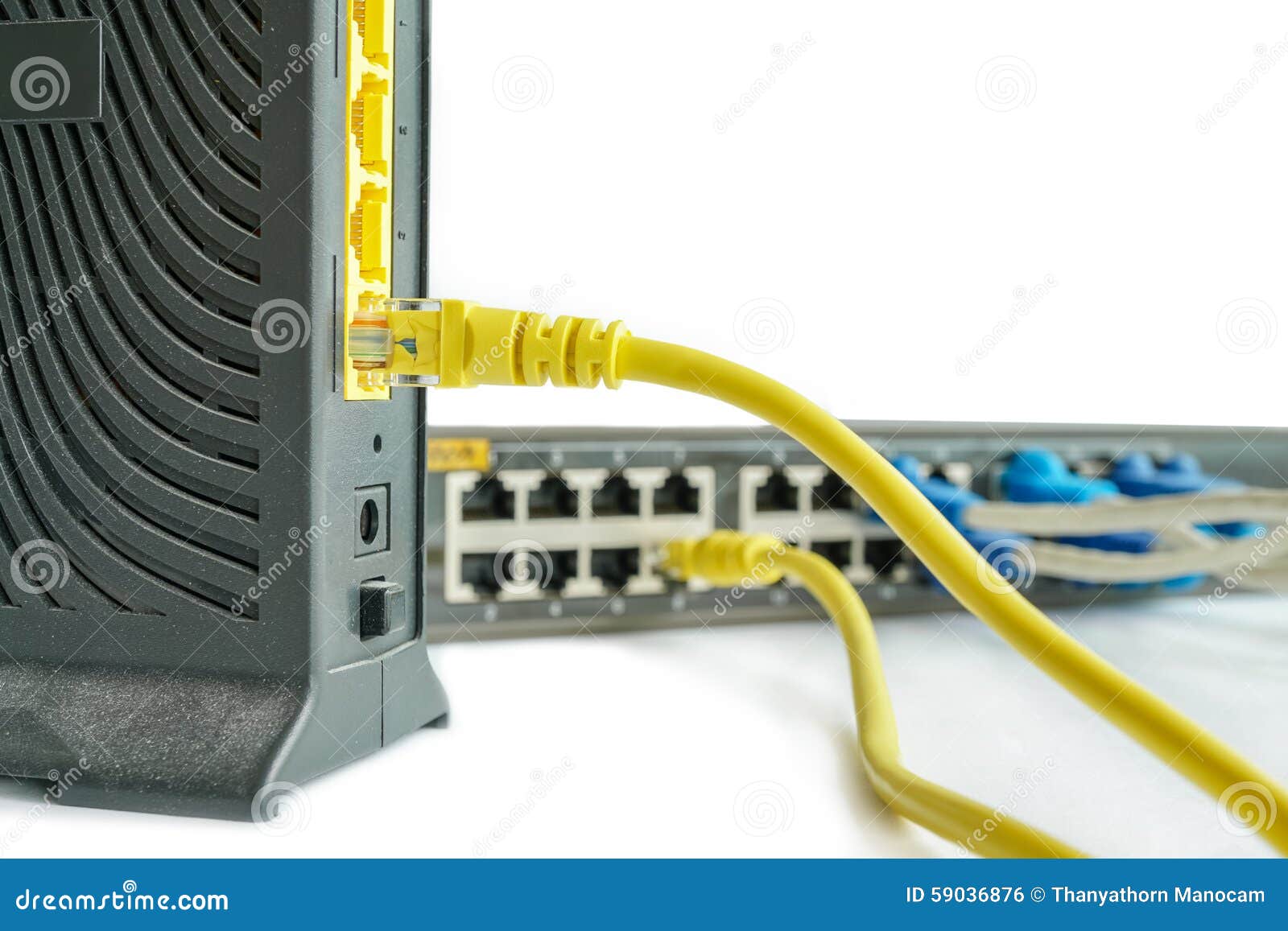 Network Cable Connect To Router Stock Photo - Image of technology, plug ...