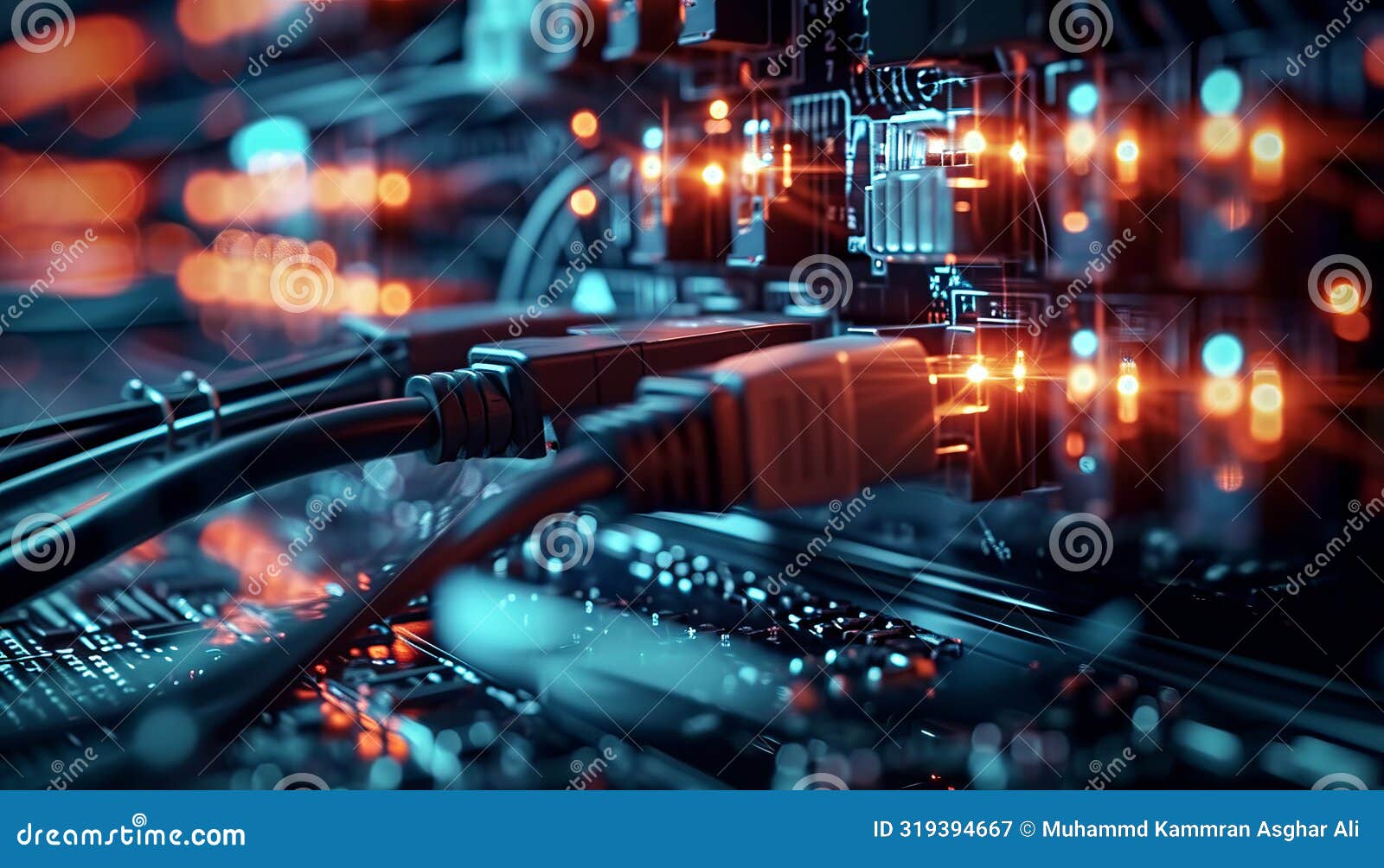 Network Cable Connected on Network Switches Ai Generative Stock ...