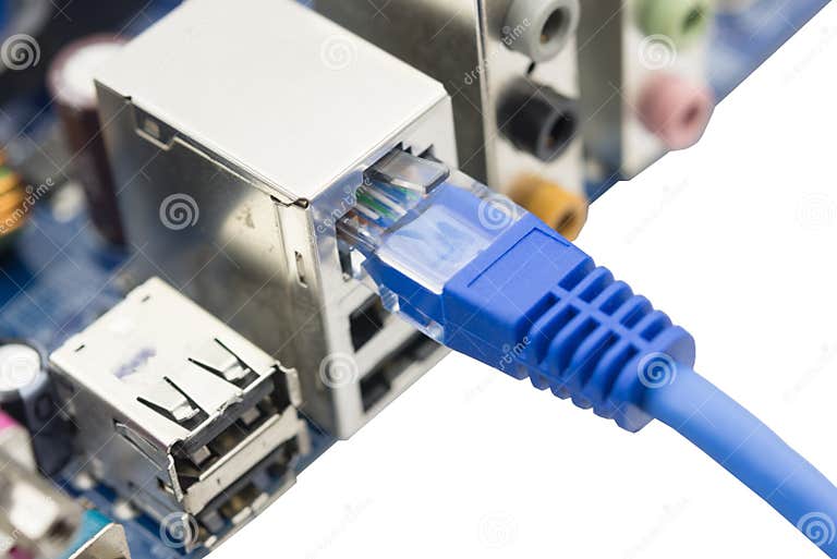 Network Cable is Connected To Computer Stock Photo - Image of closeup ...