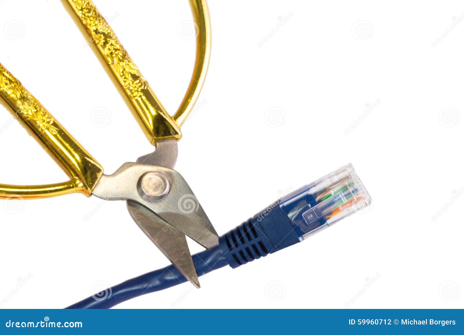 Network Cable Cut by Scissors Stock Photo - Image of scissors ...