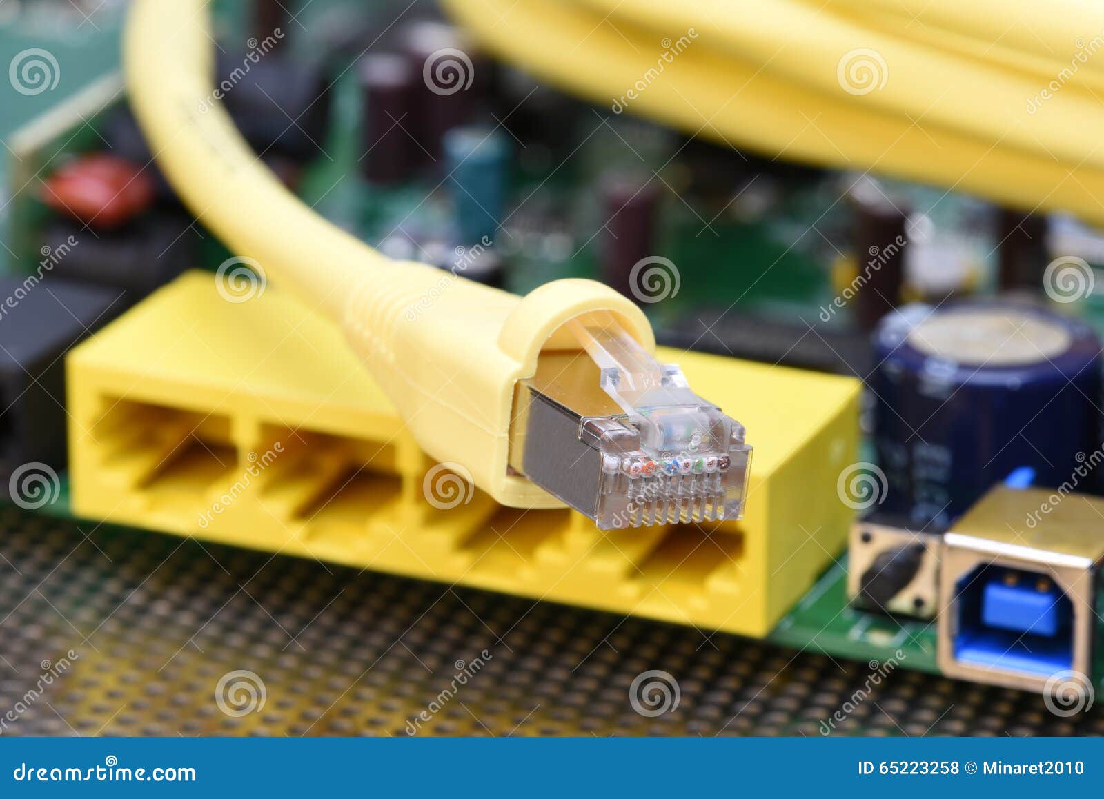Network Cable with Electronics Router Stock Photo - Image of electrical ...