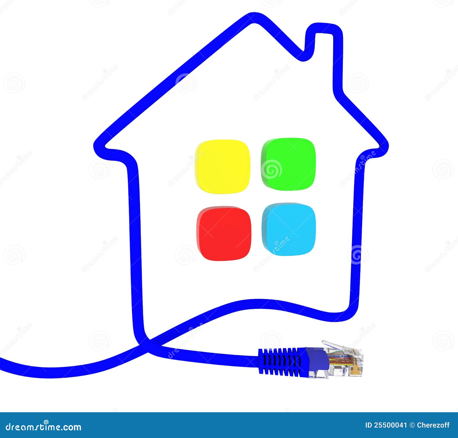 Network Cable in the Form of the House Stock Illustration ...