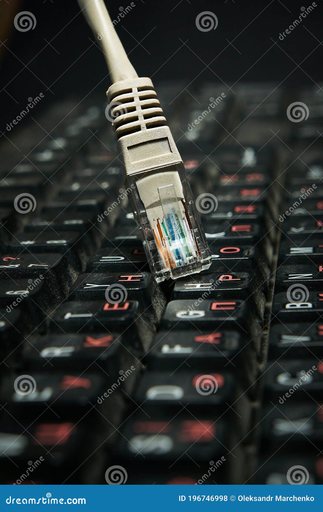 Network Cable on Keyboard, Internet, Worldwide Network. Stock Photo ...