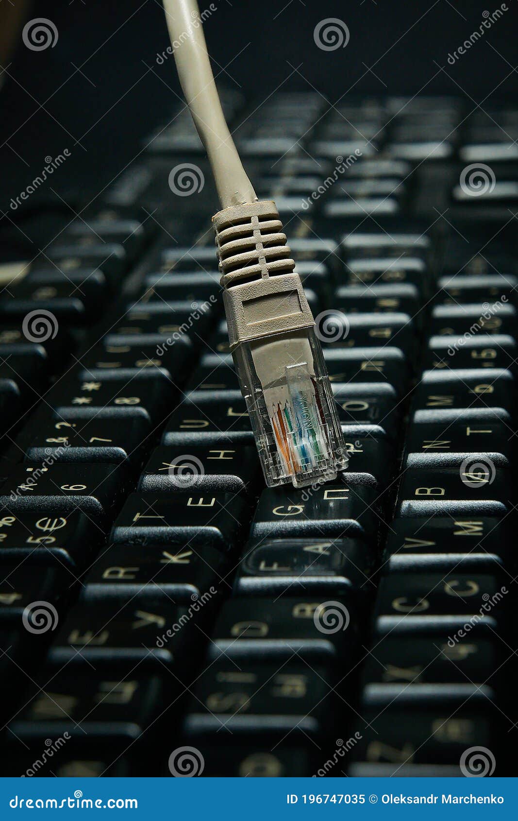 Network Cable on Keyboard, Internet, Worldwide Network. Stock Image ...