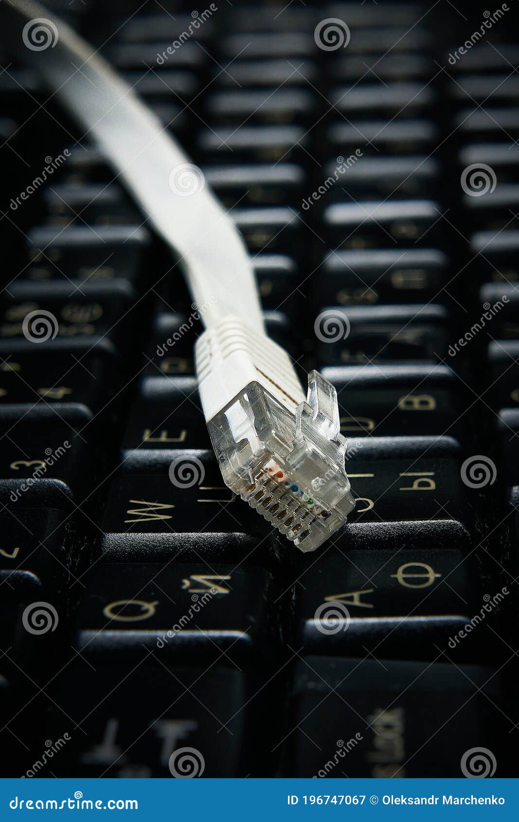 Network Cable on Keyboard, Internet, Worldwide Network. Stock Image ...