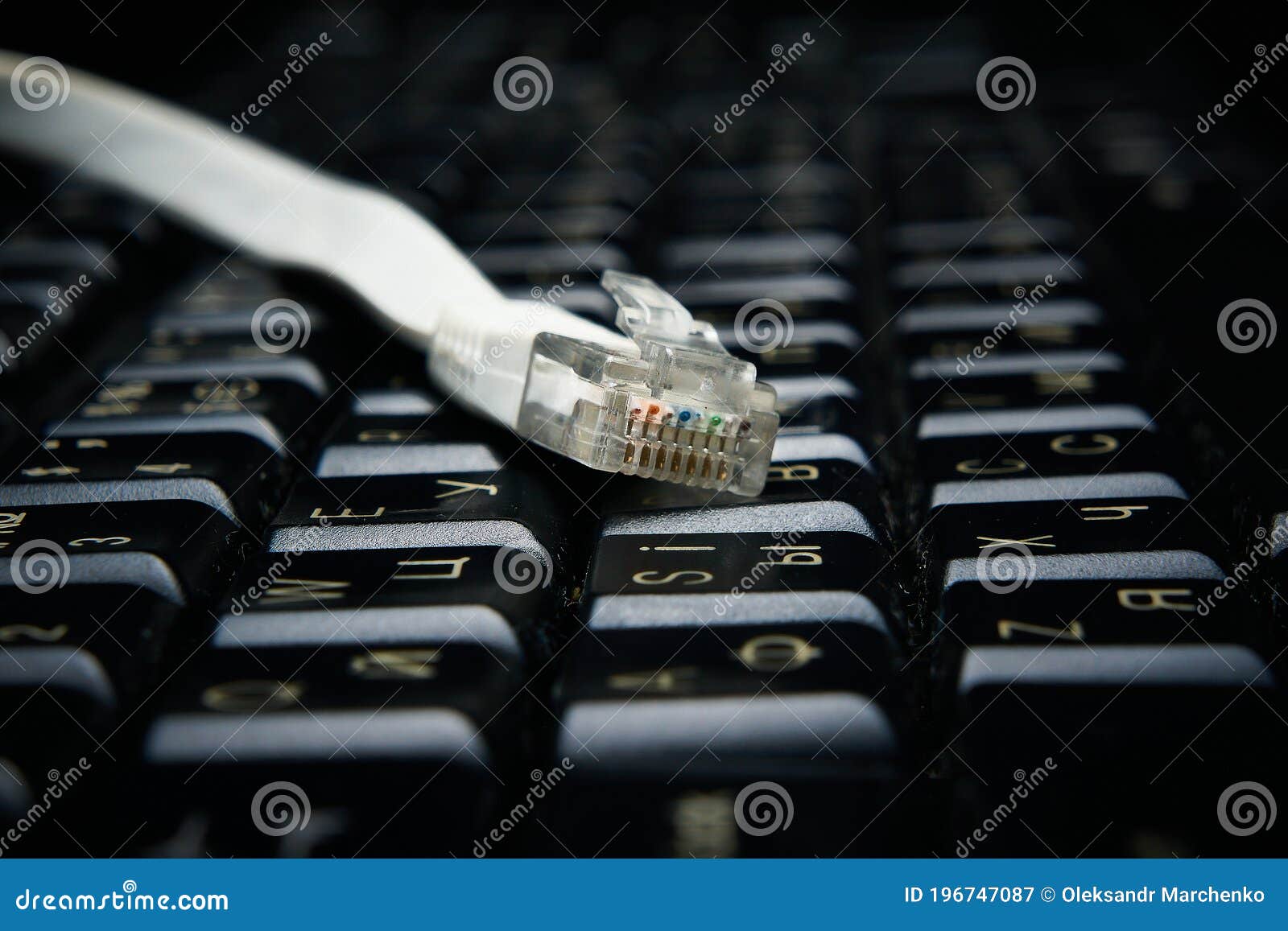 Network Cable on Keyboard, Internet, Worldwide Network. Stock Image ...