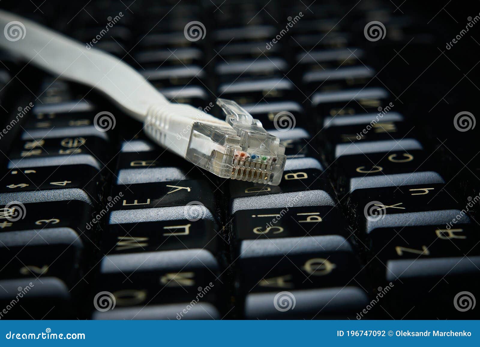 Network Cable on Keyboard, Internet, Worldwide Network. Stock Photo ...