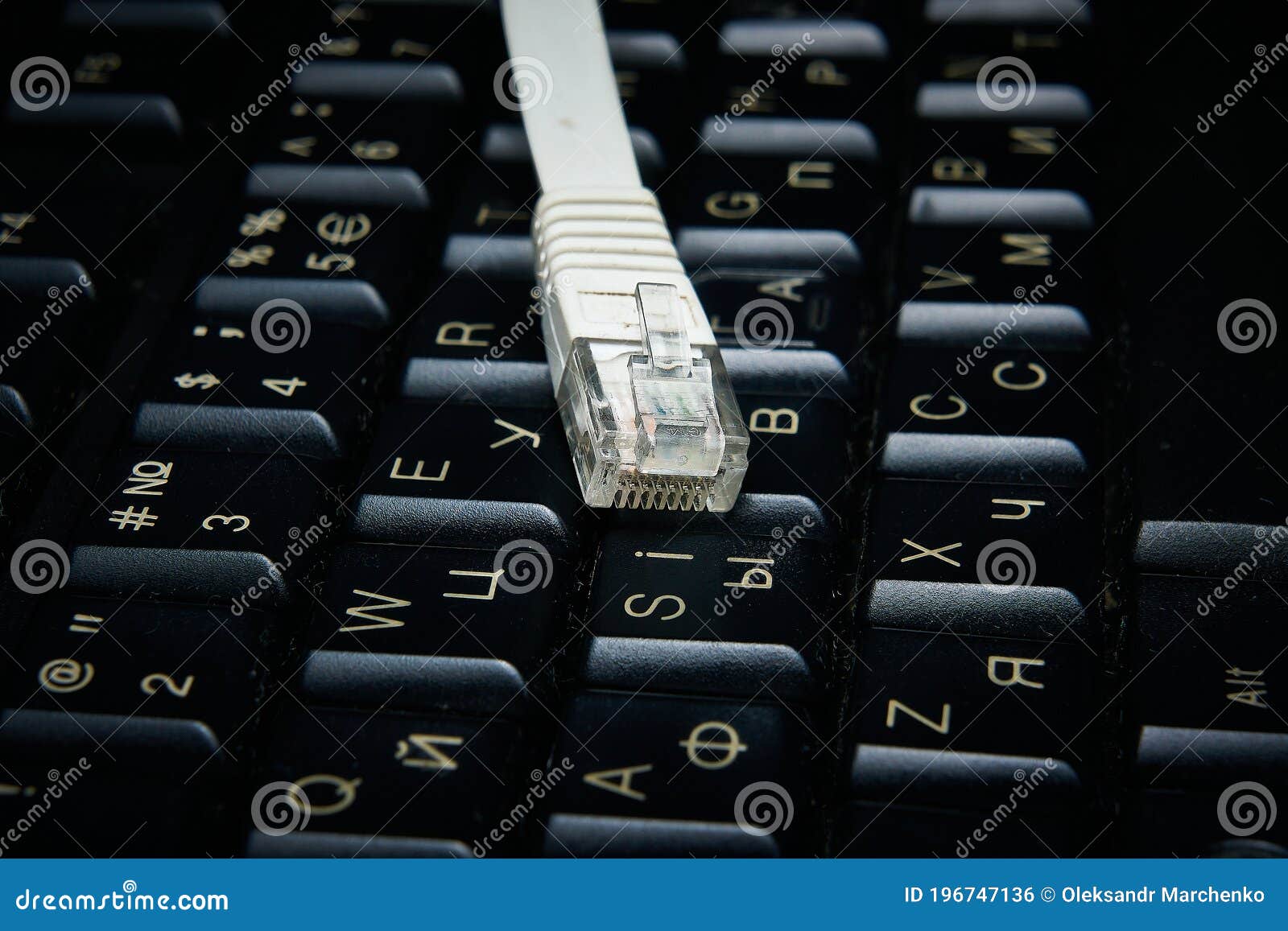Network Cable on Keyboard, Internet, Worldwide Network. Stock Photo ...