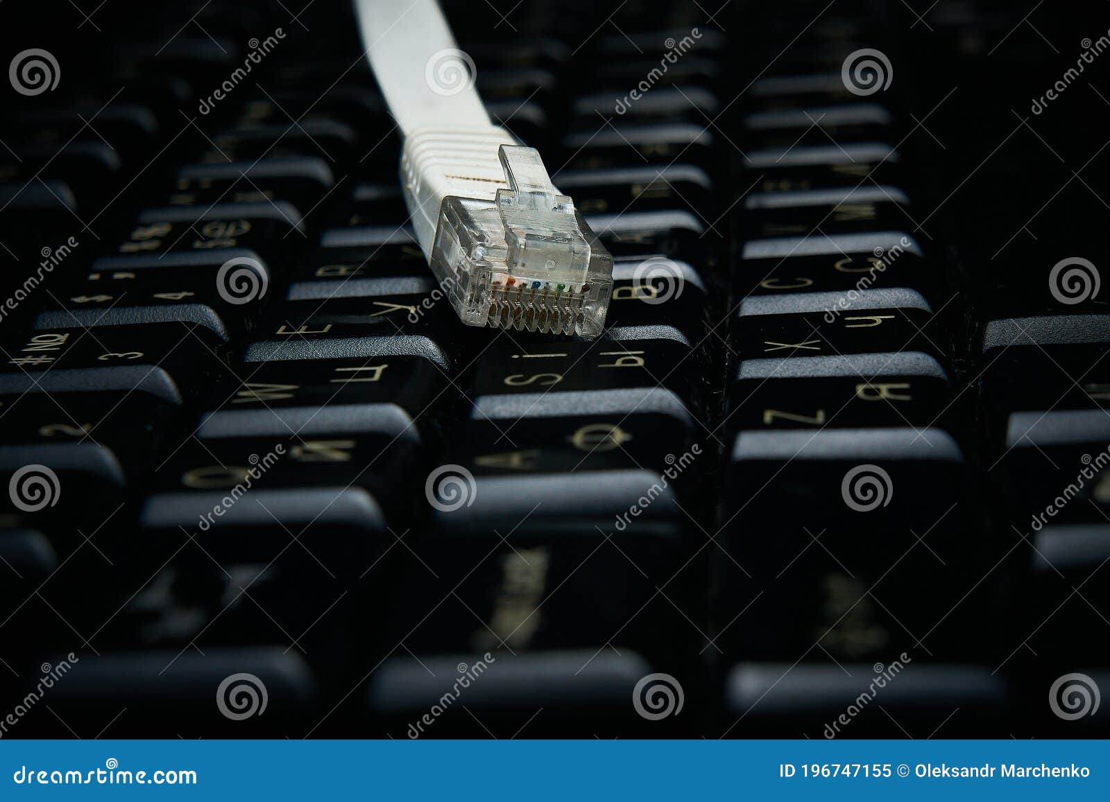 Network Cable on Keyboard, Internet, Worldwide Network. Stock Image ...