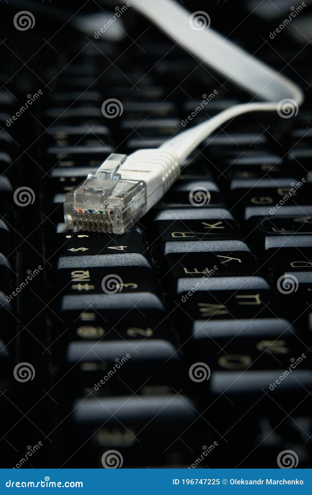 Network Cable on Keyboard, Internet, Worldwide Network. Stock Image ...