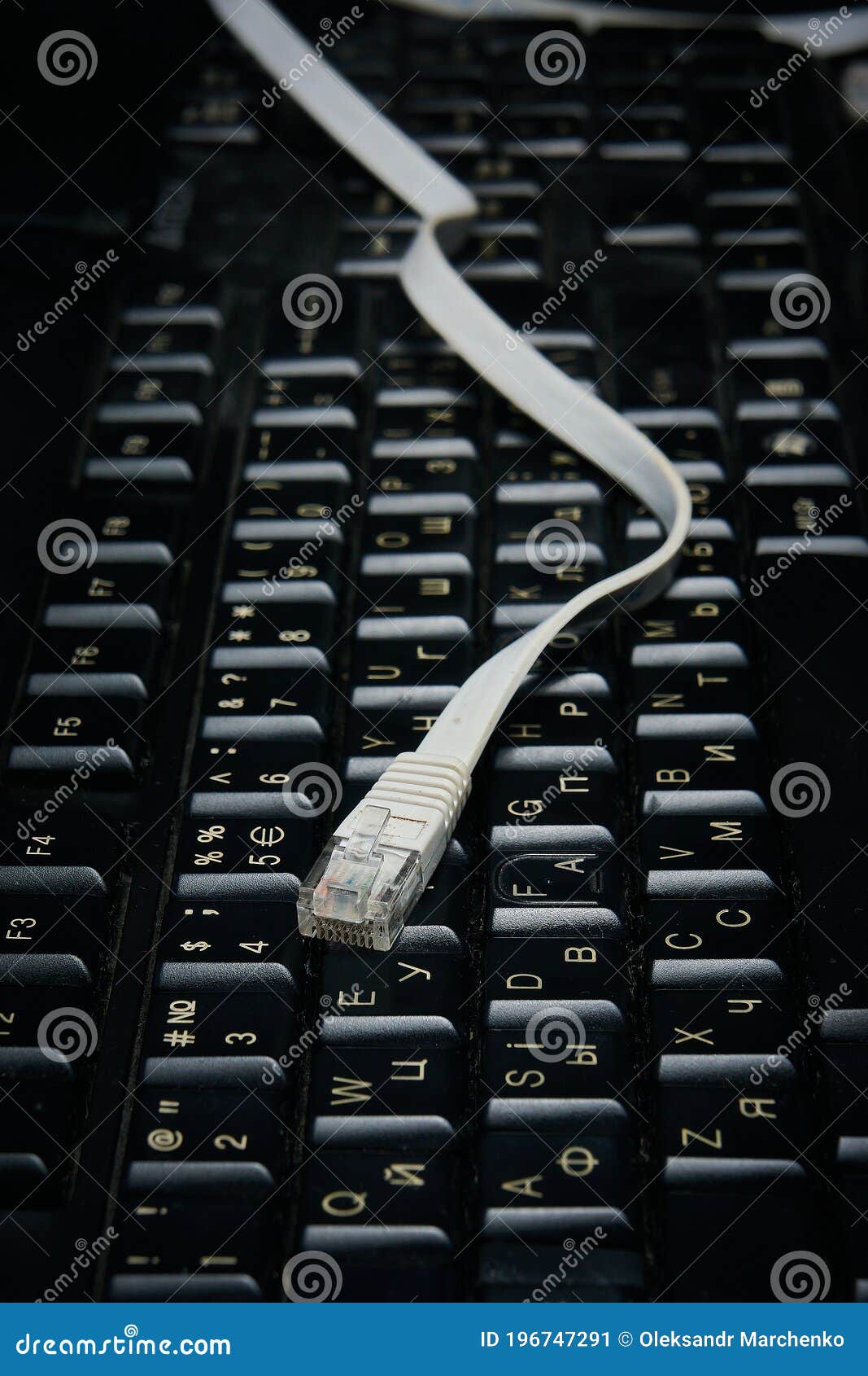 Network Cable on Keyboard, Internet, Worldwide Network. Stock Image ...