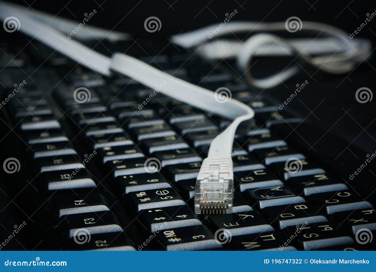 Network Cable on Keyboard, Internet, Worldwide Network. Stock Photo ...