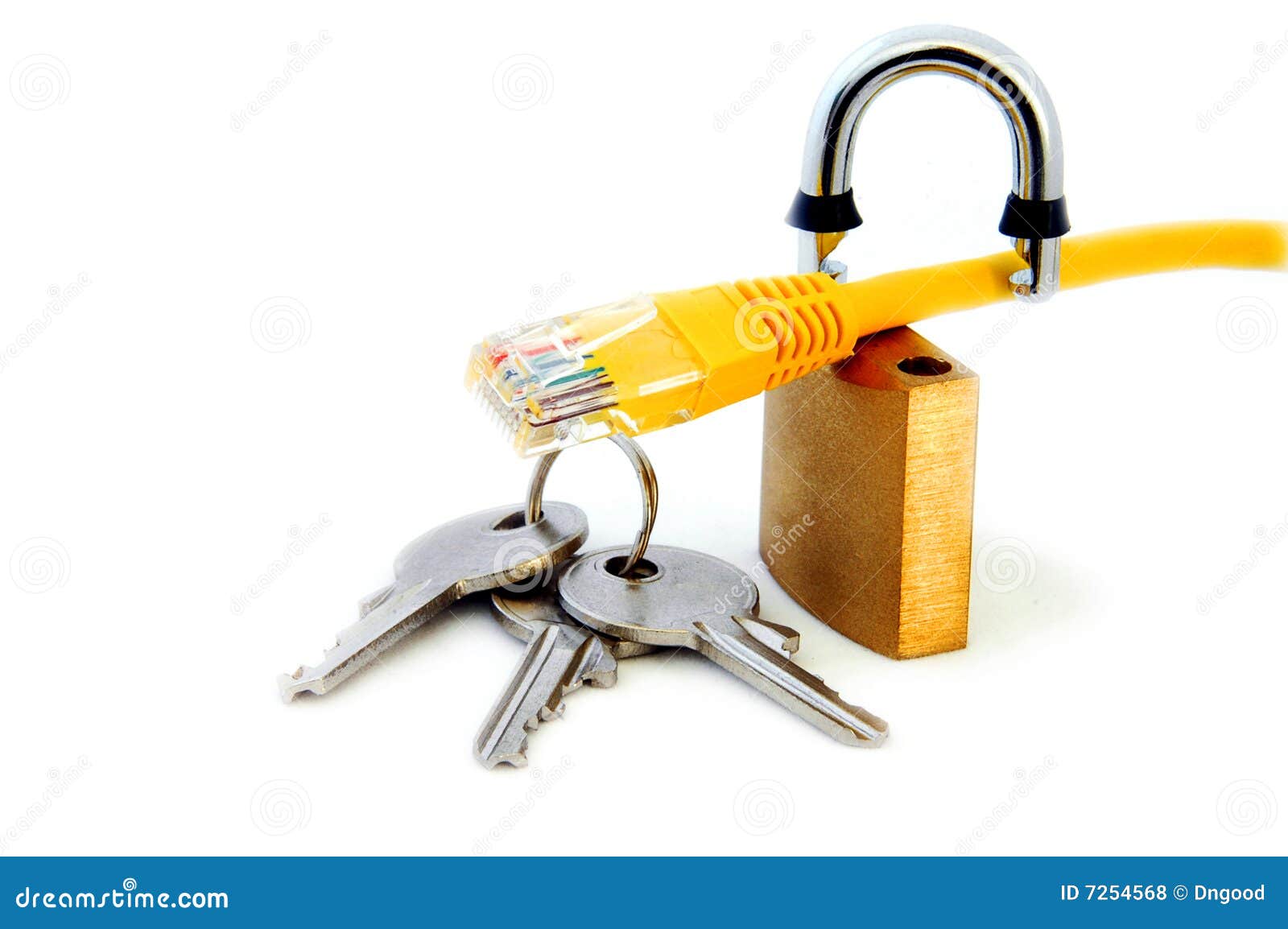 Network Cable, Open Lock and Keys Stock Photo - Image of computer ...