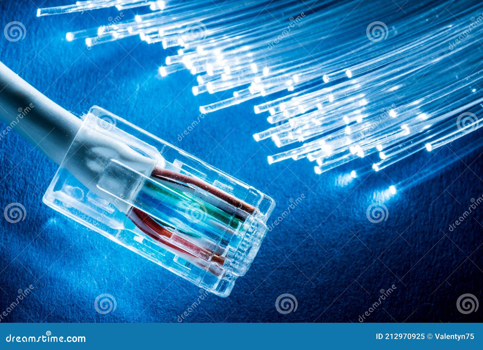 Network Cable and Optical Fibers with Lights Stock Image - Image of ...
