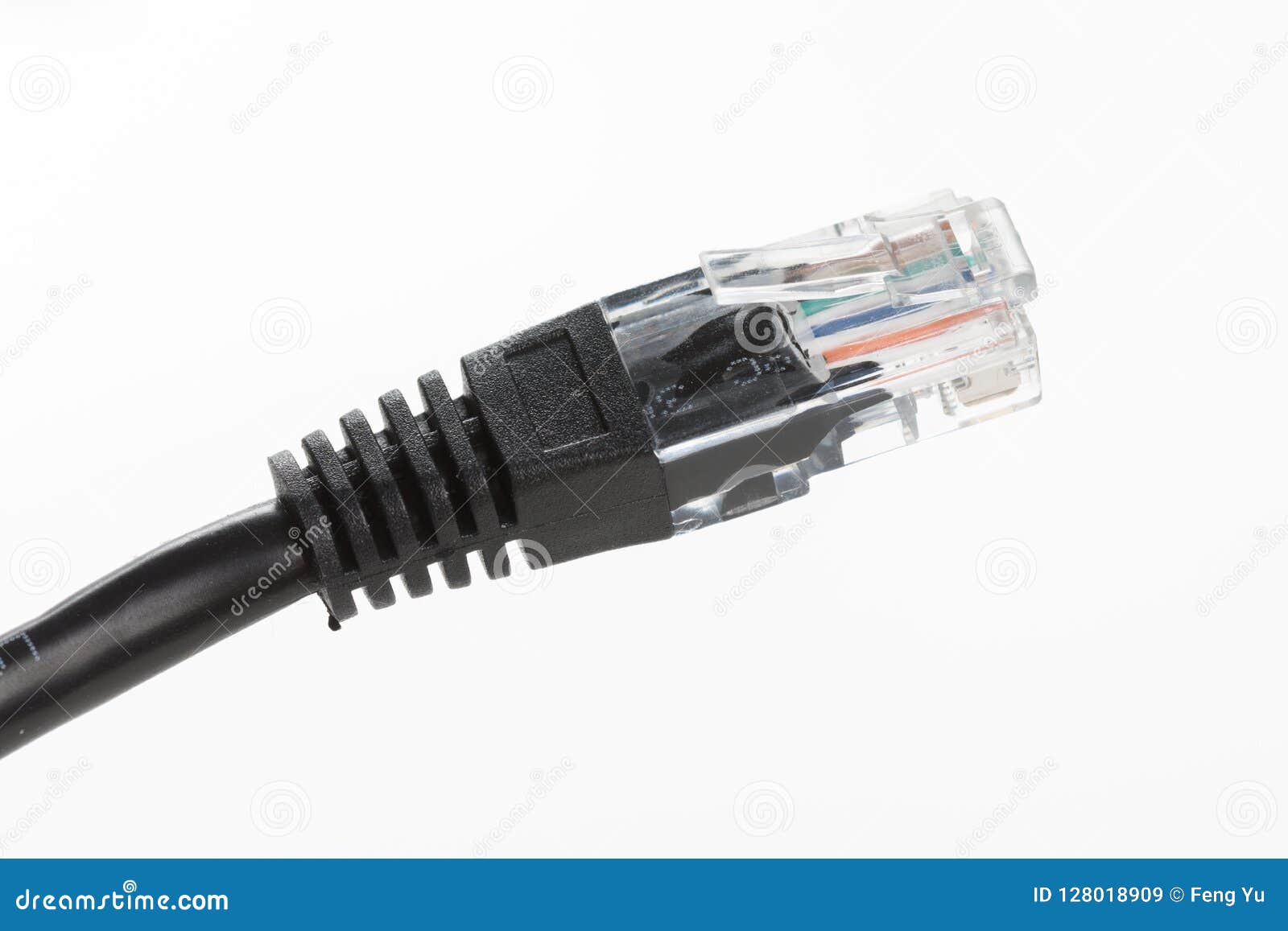 Network cable plug stock image. Image of isolated, security - 128018909