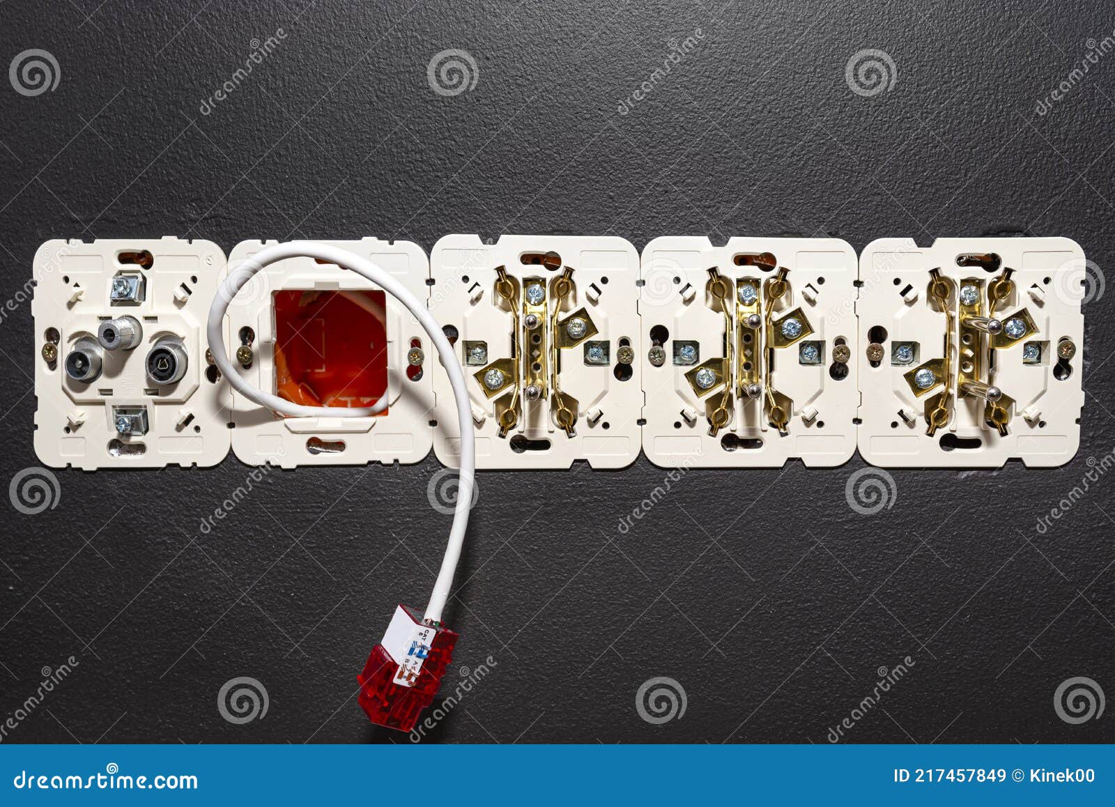 A Network Cable Protruding from the Wall with a Ready RJ45 Module To ...