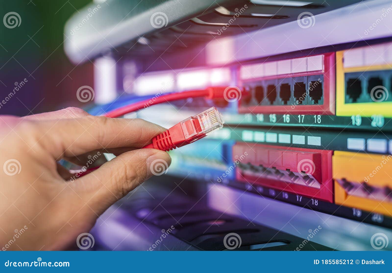 Network Cable in Switch and Firewall Stock Photo - Image of ...