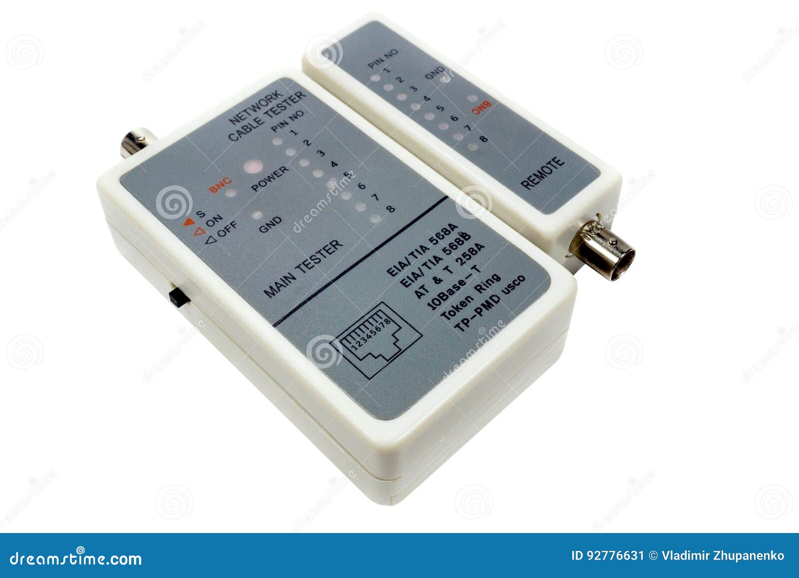 Network Cable Tester with Remote Probe Isolated on a White Background ...