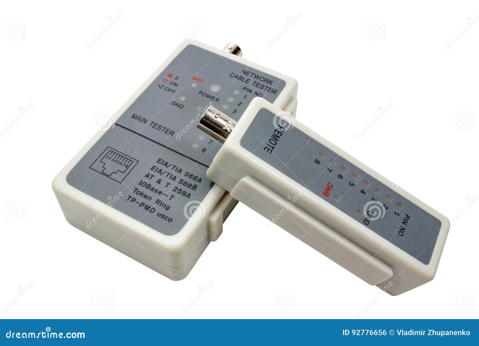 Network Cable Tester with Remote Probe Isolated on a White Background ...