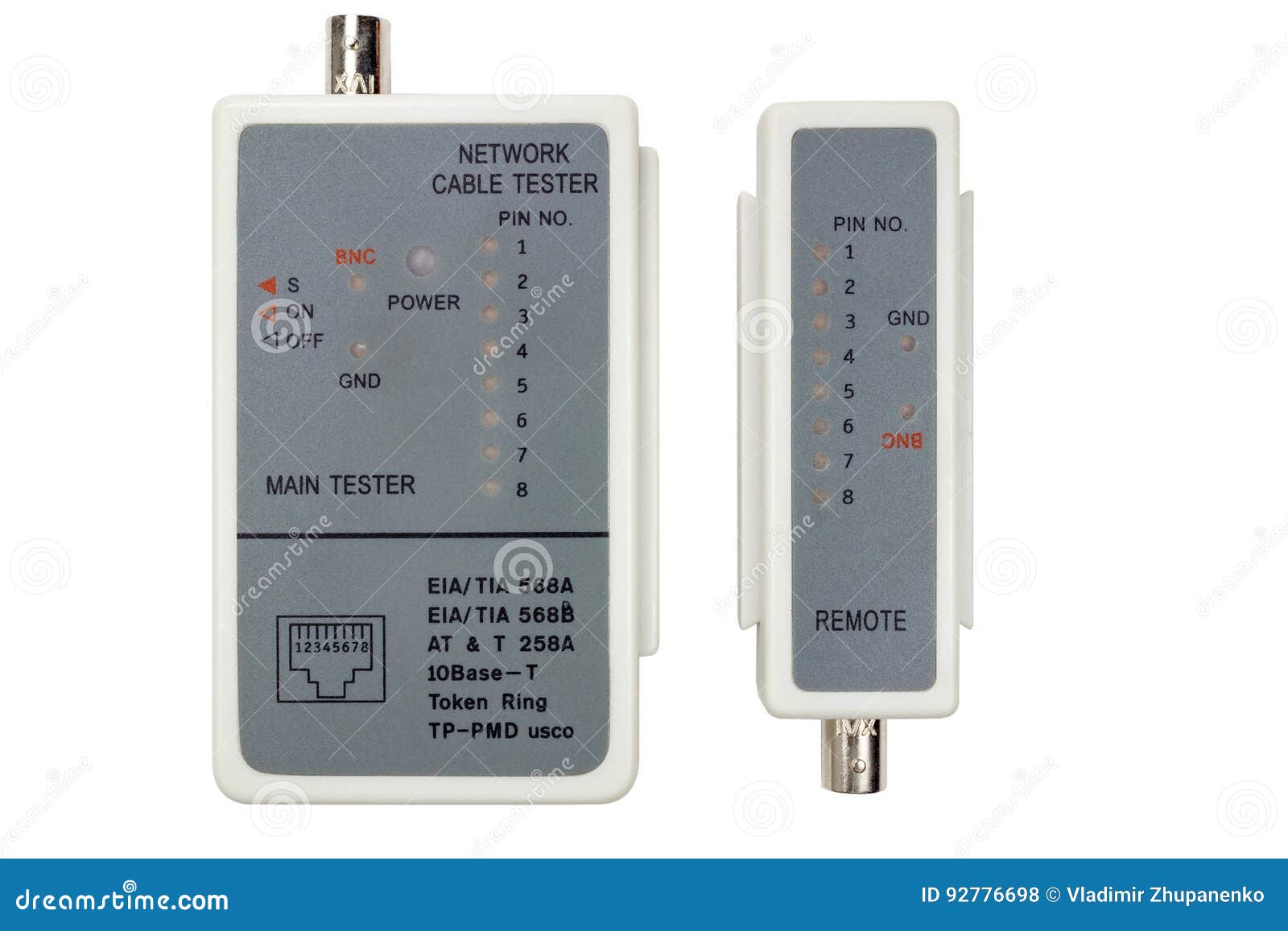 Network Cable Tester with Remote Probe Isolated on a White Background ...
