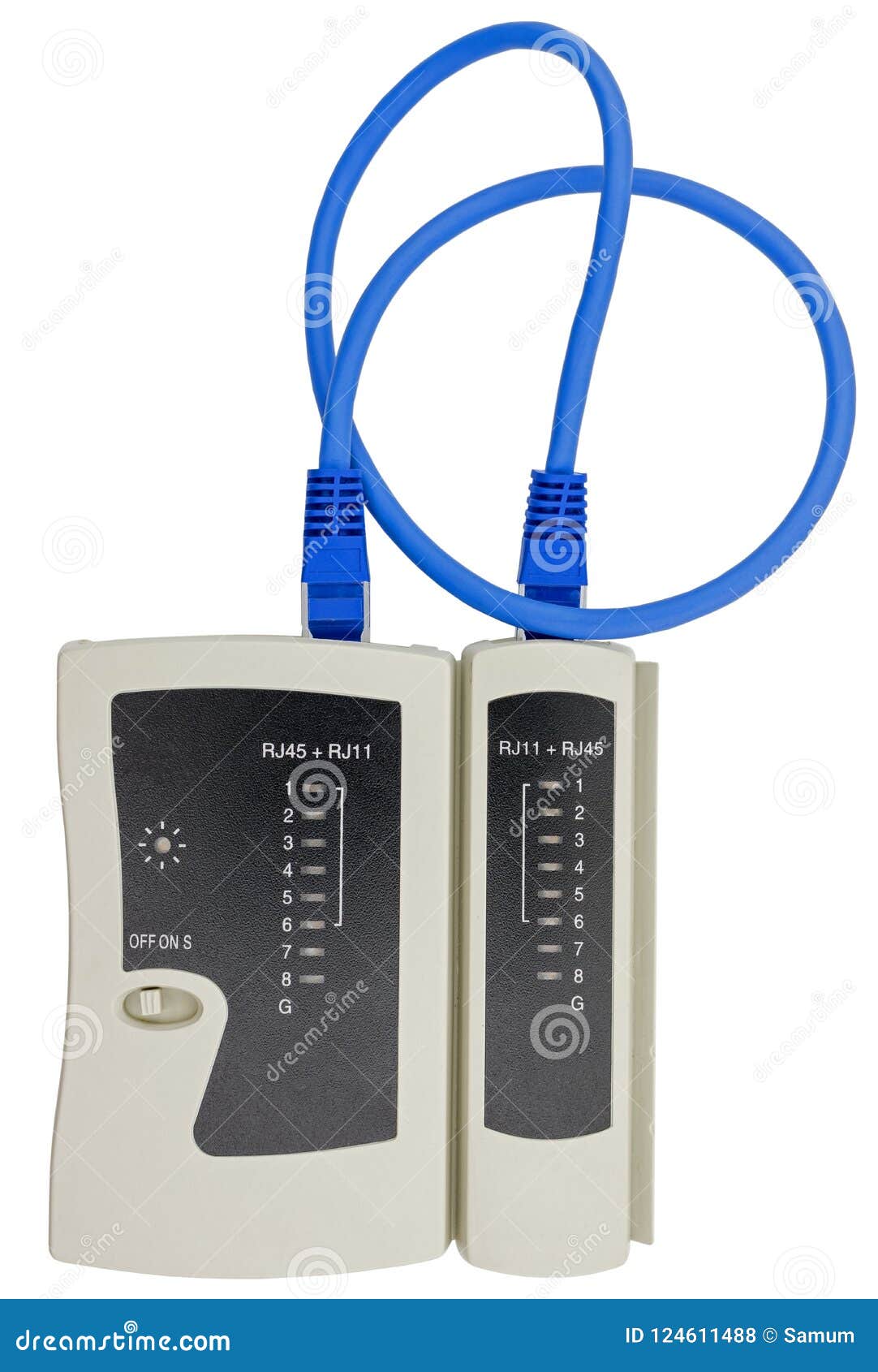 Network Cable Tester with UTP Cable on a White Background Stock Photo ...