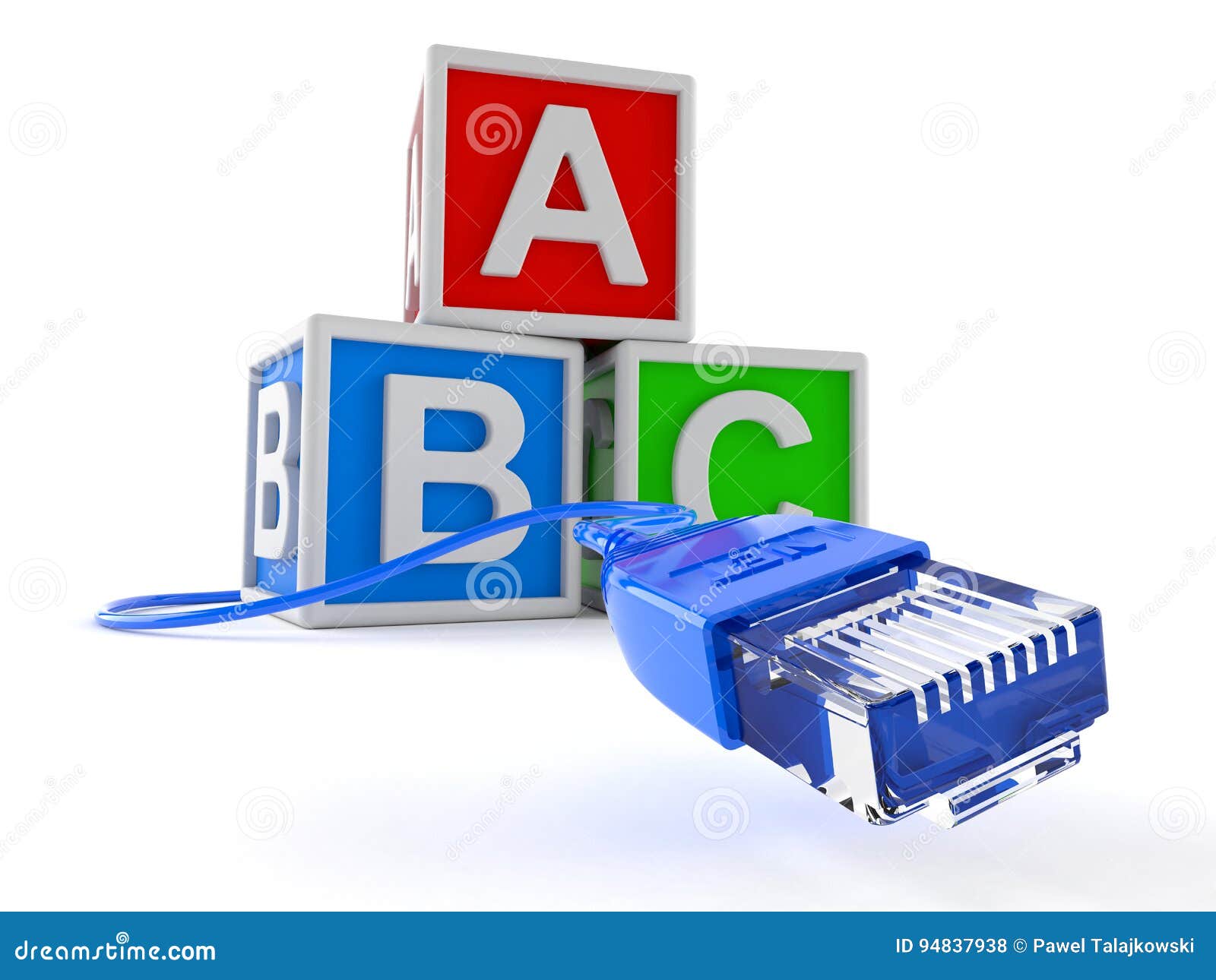 Network Cable with Toy Blocks Stock Illustration - Illustration of ...