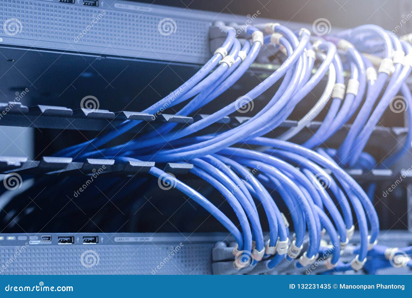Network Cables Connected in Network Switches Stock Image - Image of ...