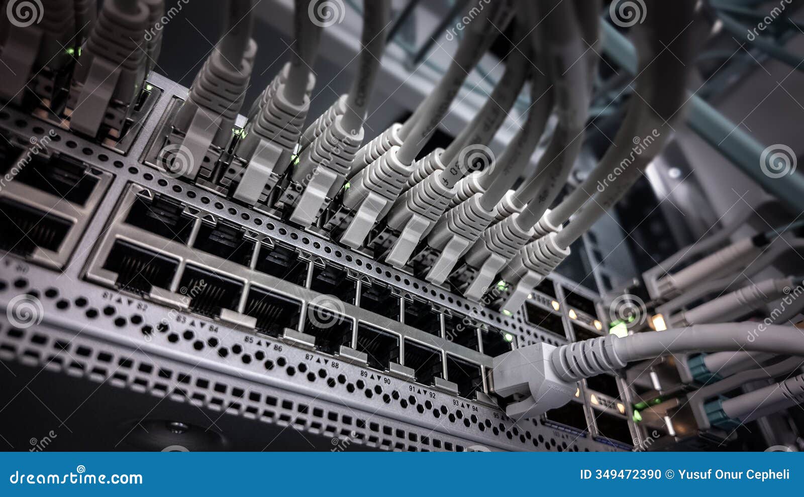 Network Cables Connected in a Server Room for Data Management and ...