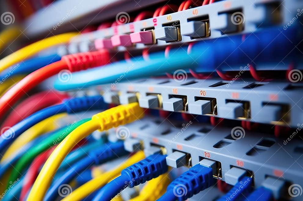 Color Network Cables Connected in Network Switches. Stock Photo - Image ...