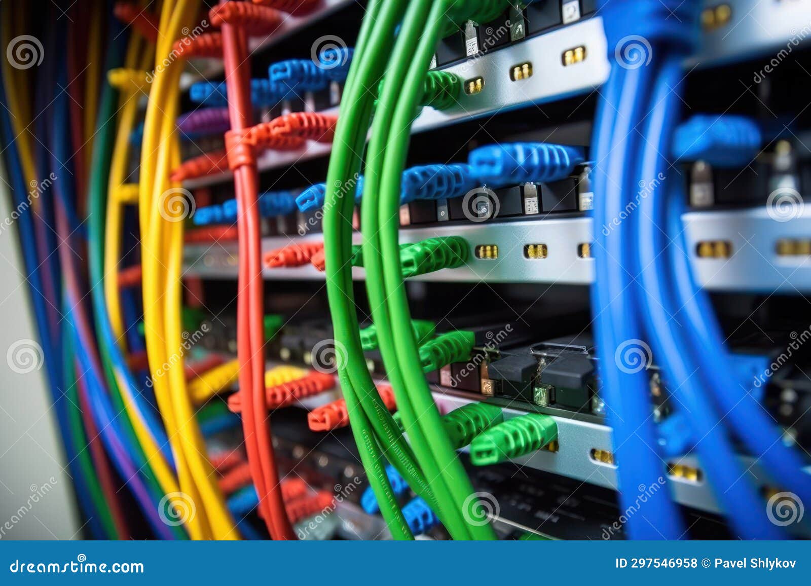 Color Network Cables Connected in Network Switches. Stock Photo - Image ...